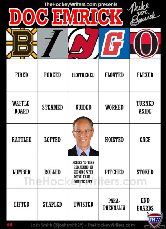 Doc Emrick Playoff Bingo! - The Hockey Writers - - NHL News, Analysis ...