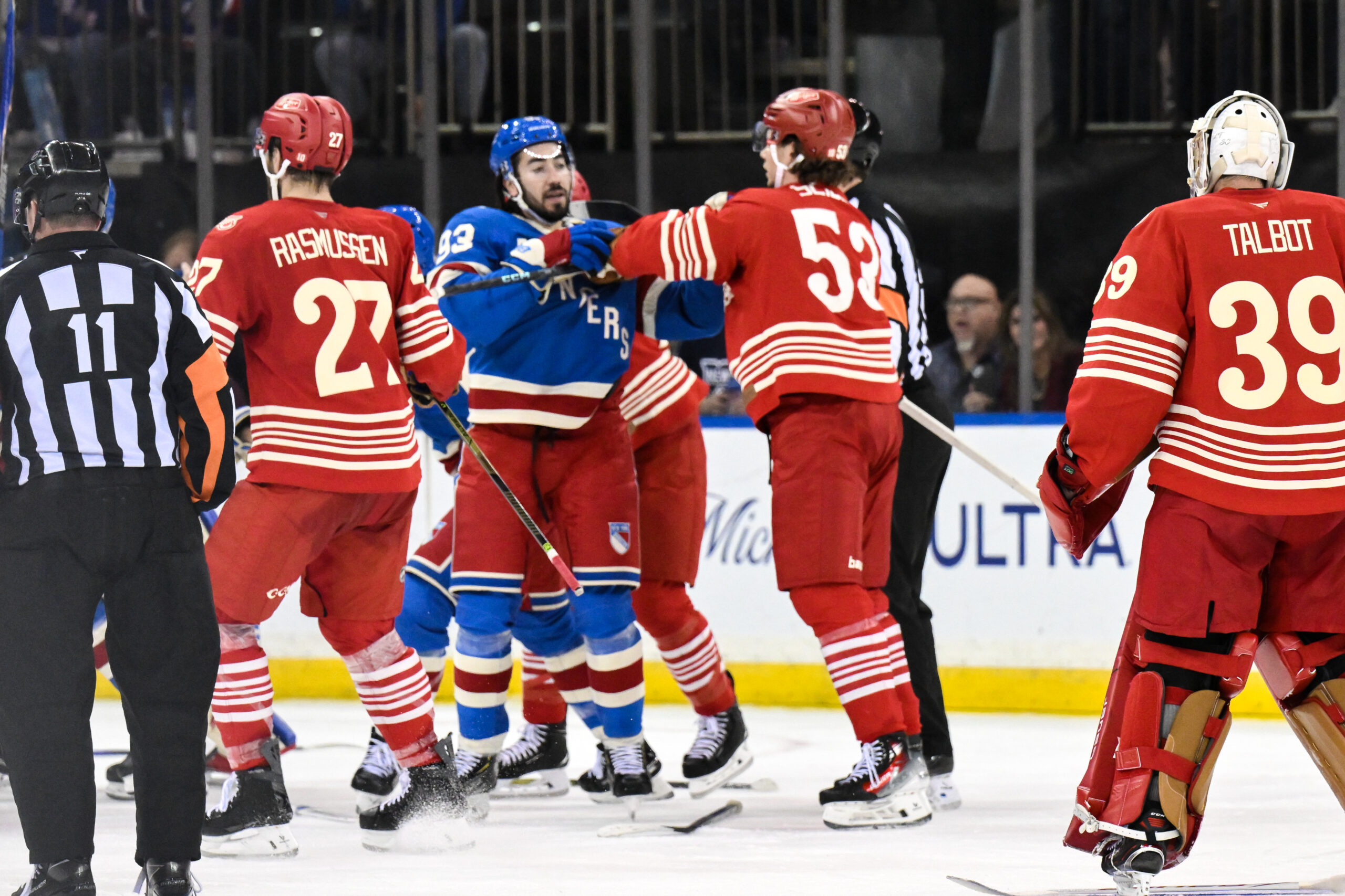 Rangers & Red Wings Game Ends In Bench Clearing Chaos - The Hockey ...